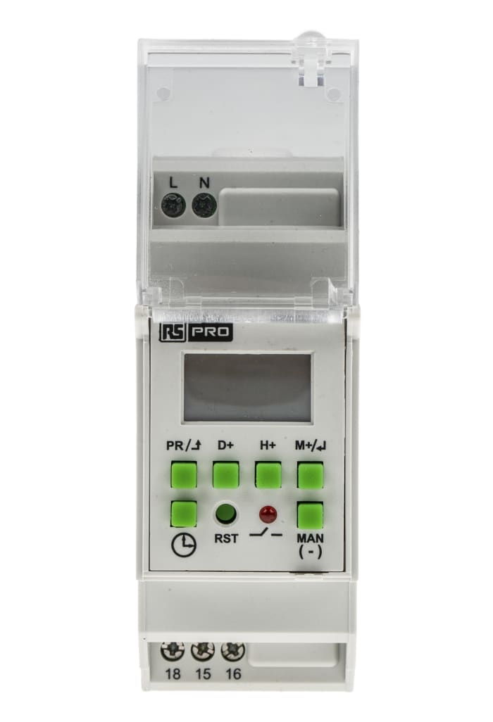 RS PRO | RS PRO DIN Rail Time Switch 110 → 240 V ac, 1-Channel | 896 ...
