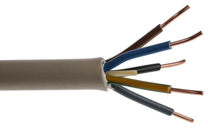 RS PRO | RS PRO NYM-J 2.5 mm² 5 Core Power Cable, Grey PVC, 50m | 902 ...
