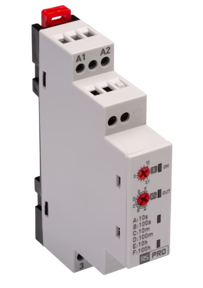 RS PRO | RS PRO DIN Rail Mount Timer Relay, 12 → 240V ac, 3-Contact, 0. ...