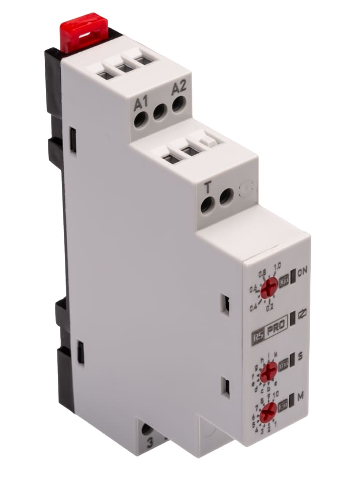 RS PRO | RS PRO DIN Rail Mount Timer Relay, 12 → 240V ac, 3-Contact, 0. ...