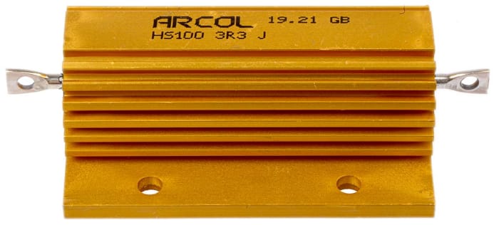 HS100 3R3 J Arcol | Arcol, 3.3Ω 100W Wire Wound Chassis Mount Resistor ...