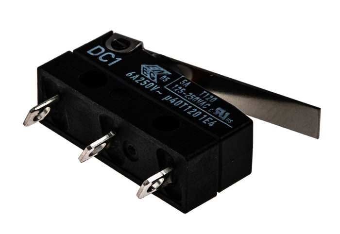 DC1C-A1LC ZF | ZF Hinge Lever Micro Switch, Solder Terminal, 6 A @ 250 V ac, SPDT, IP6K7 | 150 ...