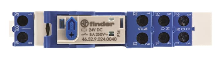 4C.02.9.024.0050SPA Finder | Finder 4C Series Interface Relay, DIN Rail Mount, 24V dc Coil, DPDT ...