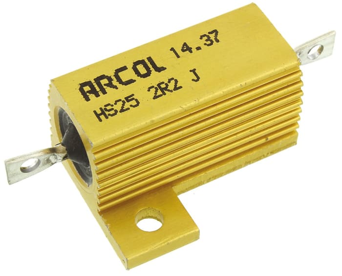 HS25 2R2 J Arcol | Arcol, 2.2Ω 25W Wire Wound Chassis Mount Resistor ...