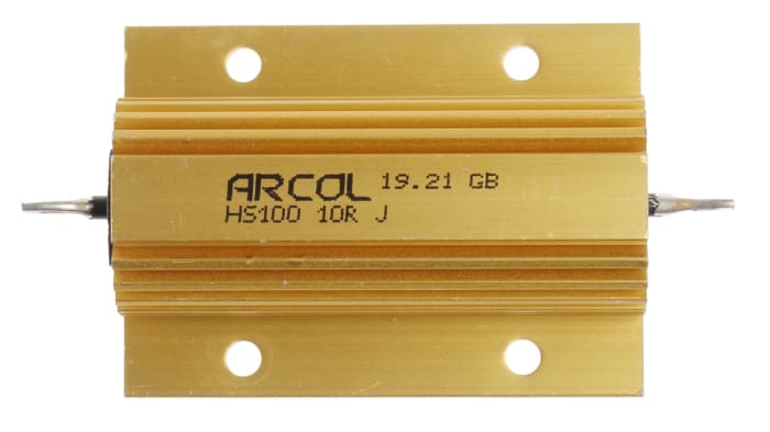 HS100 10R J Arcol | Arcol, 10Ω 100W Wire Wound Chassis Mount Resistor ...