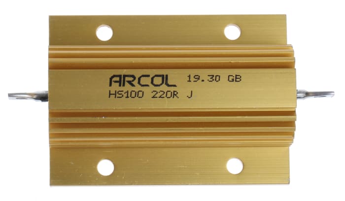HS100 220R J Arcol | Arcol, 220Ω 100W Wire Wound Chassis Mount Resistor ...