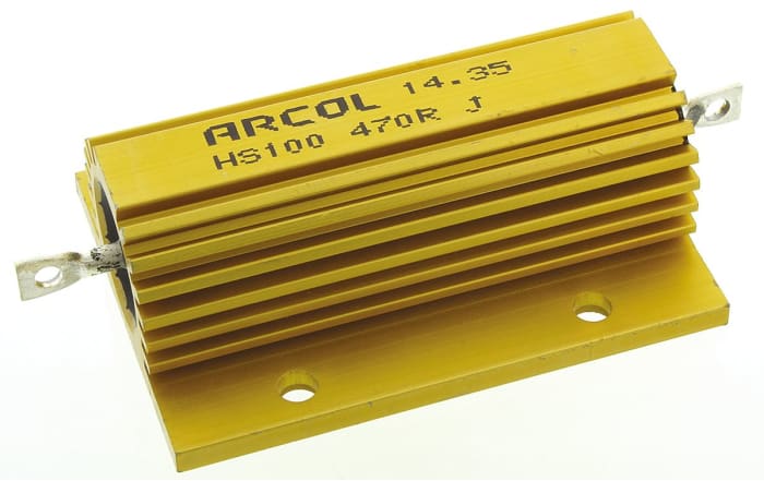 HS100 470R J Arcol | Arcol, 470Ω 100W Wire Wound Chassis Mount Resistor ...