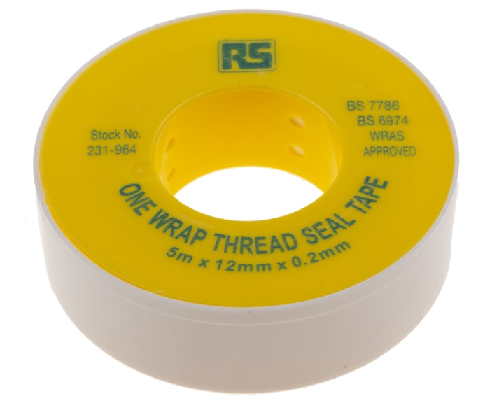 RS PRO | RS PRO White PTFE Tape 12mm x 5m x 0.2mm | 231-964 | RS Components RS PRO | RS PRO White PTFE Tape 12mm x 5m x 0.2mm | 231-964 | RS Components