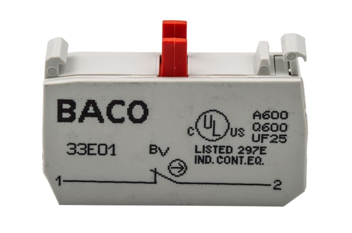 33E01 BACO | Bloque de contactos BACO 33E01, 1 NC, 600V, terminal ...