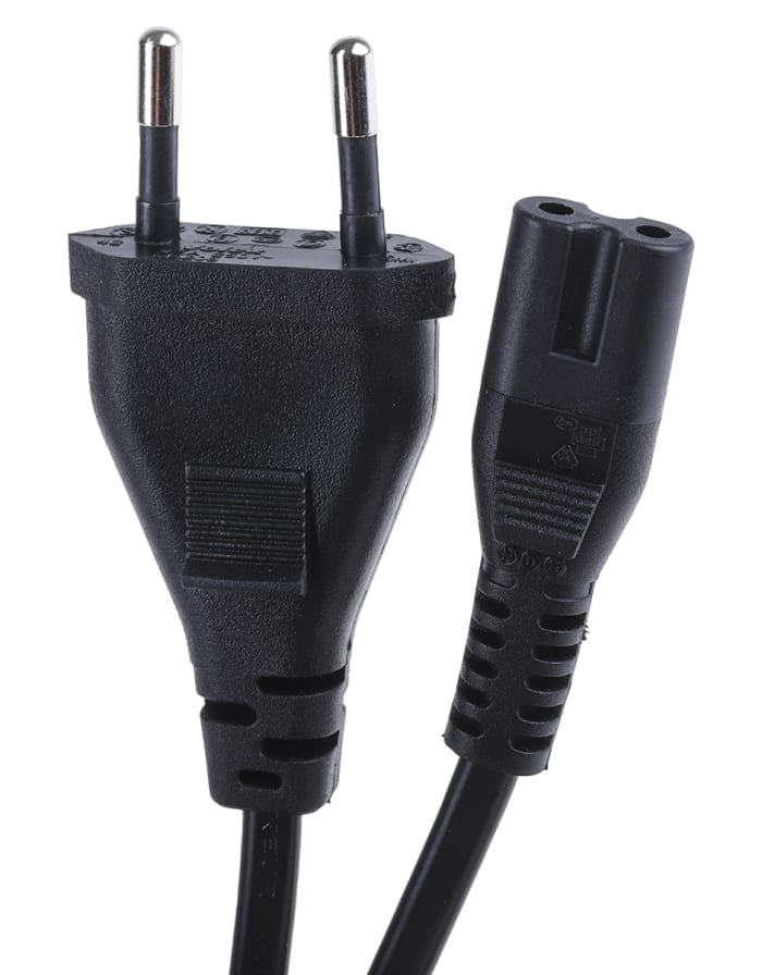 RS PRO | RS PRO IEC C7 Socket to Type C Europlug Plug Power Cord, 1.5m ...