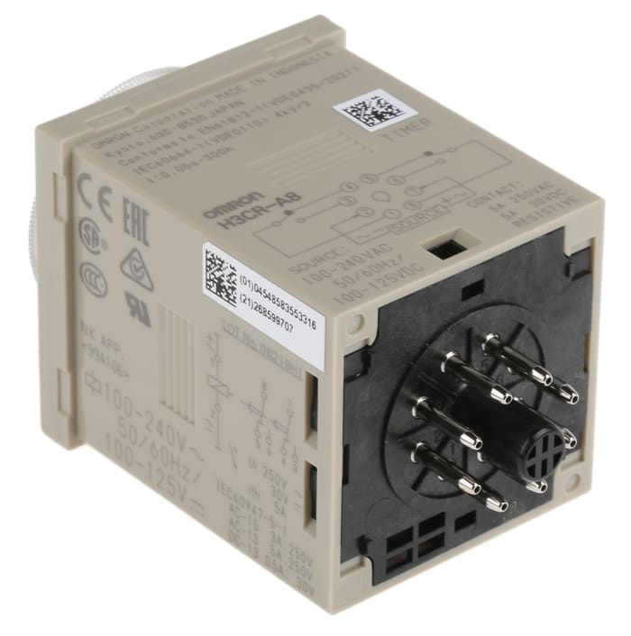 H3CR-A8 AC100-240/DC100-125 Omron | Omron H3CR Series DIN Rail, Panel ...