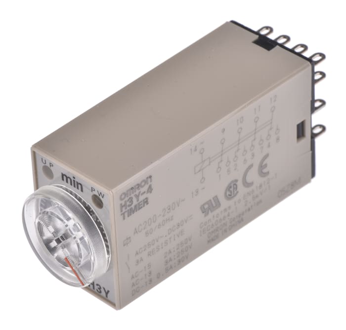H3Y-4 AC200-230 30M Omron | Omron H3Y-4 Series DIN Rail, Surface Mount Timer Relay, 200 → 230V ...
