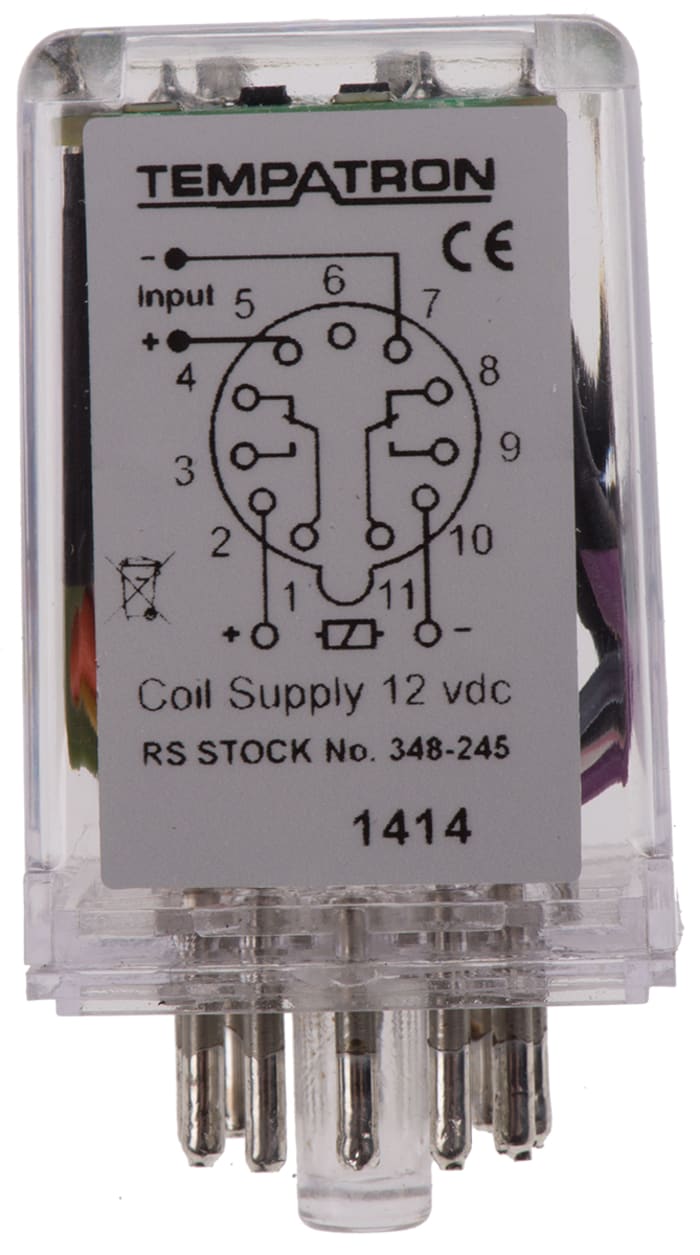 HSR-12VDC Tempatron | Tempatron Plug In Power Relay, 12V dc Coil, 7A ...