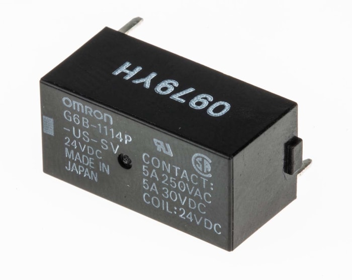 G6B-1114P-US-SV DC24 Omron | Omron PCB Mount Power Relay, 24V dc Coil, 5A Switching Current ...