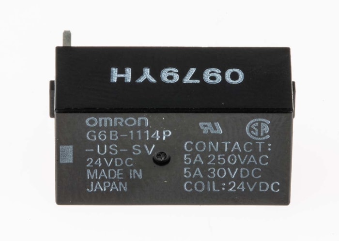 G6B-1114P-US-SV DC24 Omron | Omron PCB Mount Power Relay, 24V dc Coil, 5A Switching Current ...
