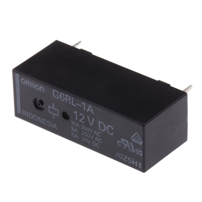 G6RL-1A DC12 Omron | Omron PCB Mount Power Relay, 12V dc Coil, 10A Switching Current, SPST | 419 ...