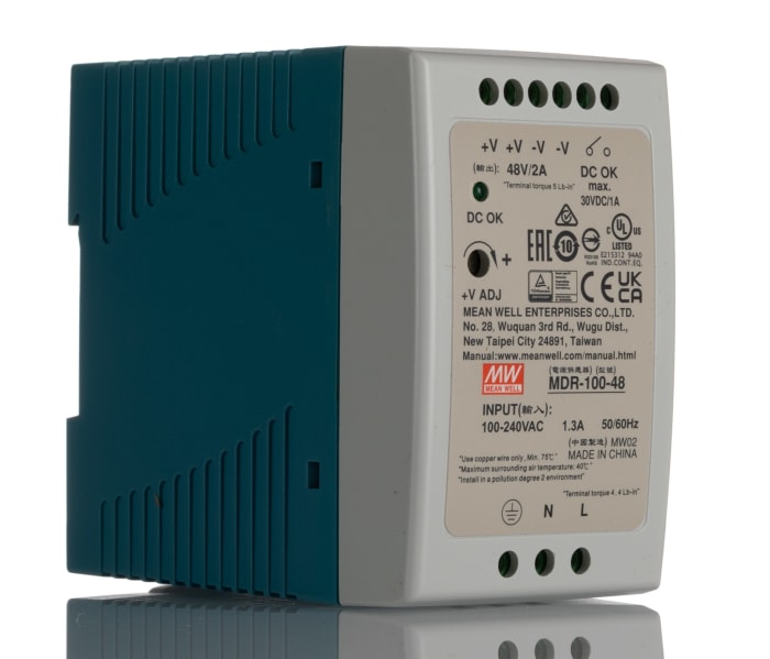 MDR-100-48 MEAN WELL | MEAN WELL MDR Switched Mode DIN Rail Power ...