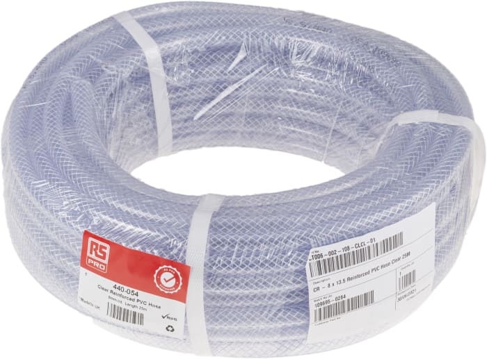 RS PRO | RS PRO PVC, Hose Pipe, 8mm ID, 13.5mm OD, Clear, 25m | 440-054 | RS
