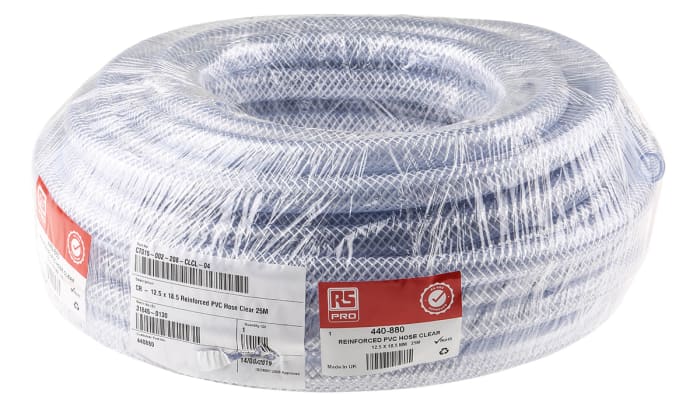 RS PRO | RS PRO PVC, Hose Pipe, 12.5mm ID, 18.5mm OD, Clear, 25m | 440 ...