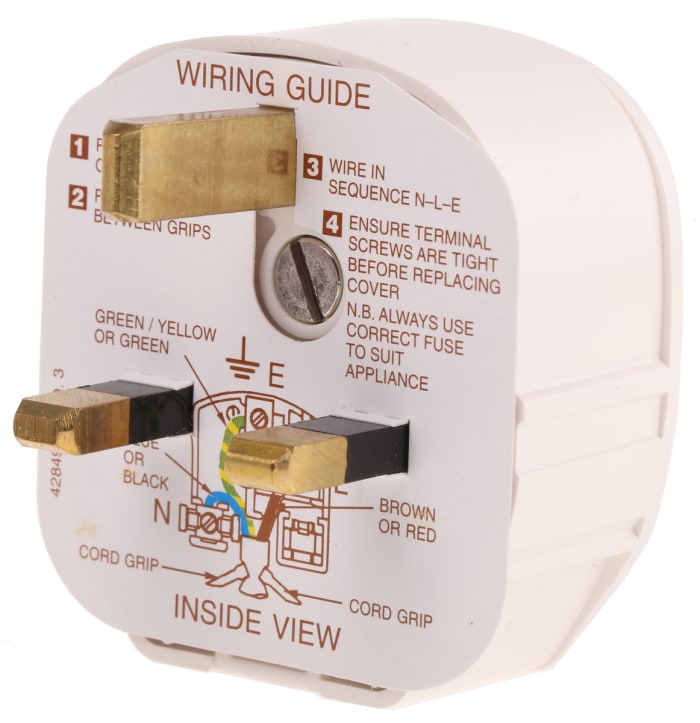 65503 WHI MK Electric | MK Electric UK Mains Plug, 13A White, Cable ...