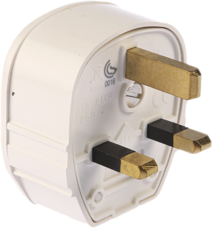 655 WHI MK Electric | MK Electric UK Mains Plug, 13A White, Cable Mount ...