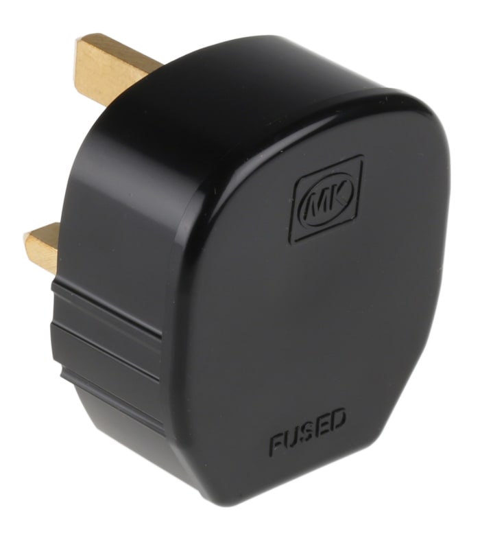 655 BLK MK Electric | MK Electric UK Mains Plug, 13A Black, Cable Mount ...