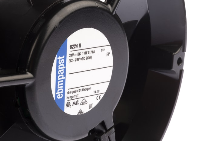 6224N ebm-papst | ebm-papst 6200 N Series Axial Fan, 24 V dc, DC ...