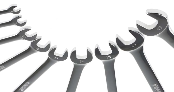 RS PRO | RS PRO 9-Piece Spanner Set, 6 → 19 mm, Chrome Vanadium Steel ...