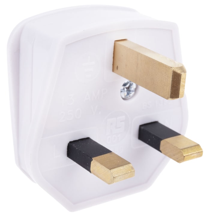 RS PRO | RS PRO UK Mains Plug, 13A White, Cable Mount Urea Formaldehyde ...