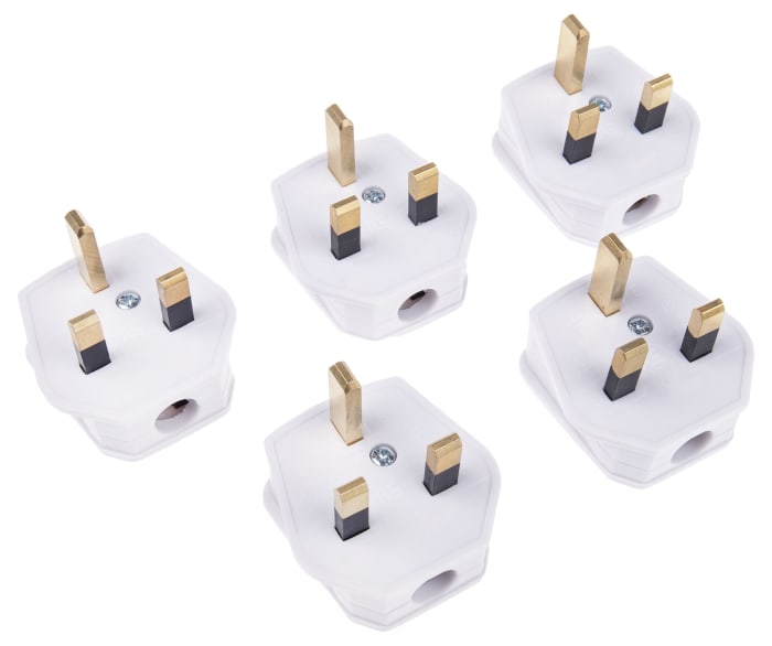 RS PRO | RS PRO UK Mains Plug, 13A White, Cable Mount Thermoplastic ...