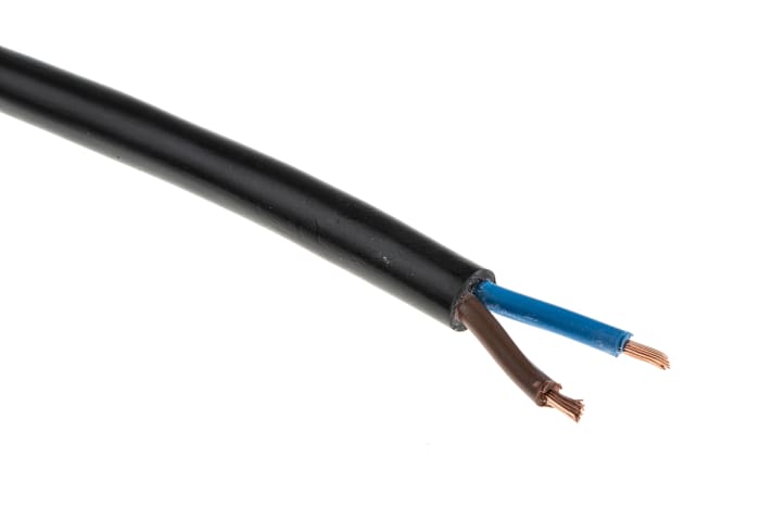 RS PRO | RS PRO H05VV-F, 100 m 2 Core Power Cable, Black Polyvinyl ...
