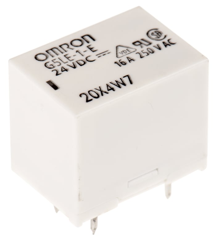 G5LE-1-E DC24 Omron | Omron PCB Mount Power Relay, 24V dc Coil, 16A Switching Current, SPDT ...