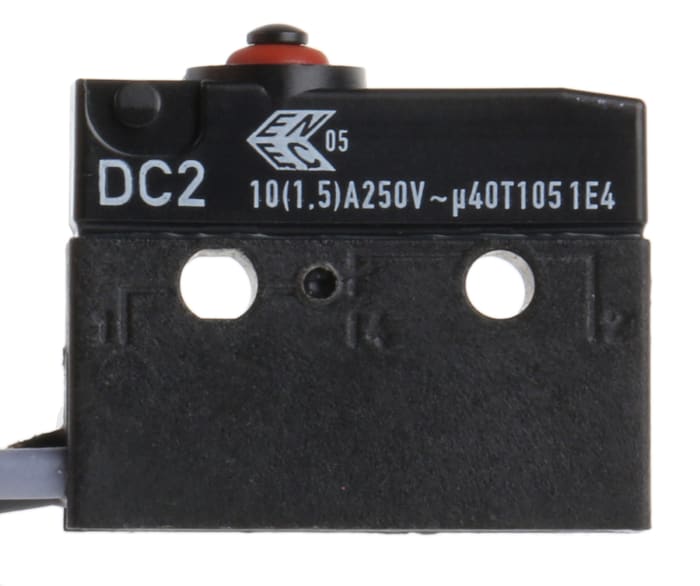 DC2C-C3AA ZF | ZF Button Micro Switch, Pre-wired Terminal, 10.1 A @ 250 ...
