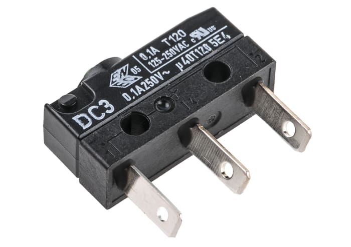 DC3C-L1AA ZF | ZF Button Micro Switch, Solder Terminal, 100 mA @ 30 V dc, SPDT, IP6K7 | 517-646 | RS