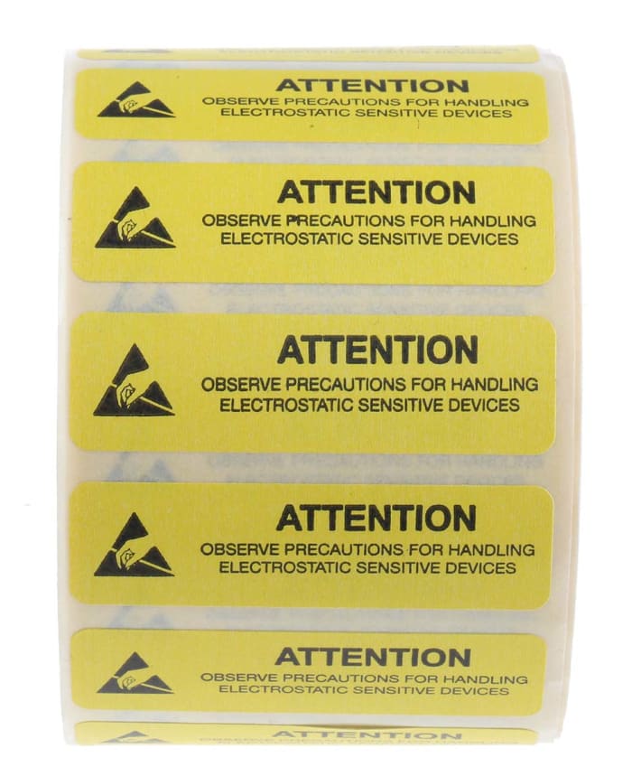 RS PRO | RS PRO Yellow Vinyl ESD Label, Attention Observe Precautions ...