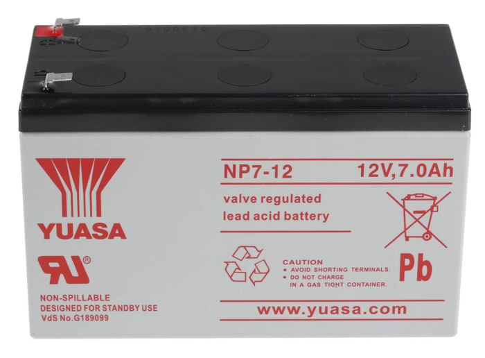 NP7-12 Yuasa | Yuasa 12V Faston 4.8mm Sealed Lead Acid Battery, 7Ah ...