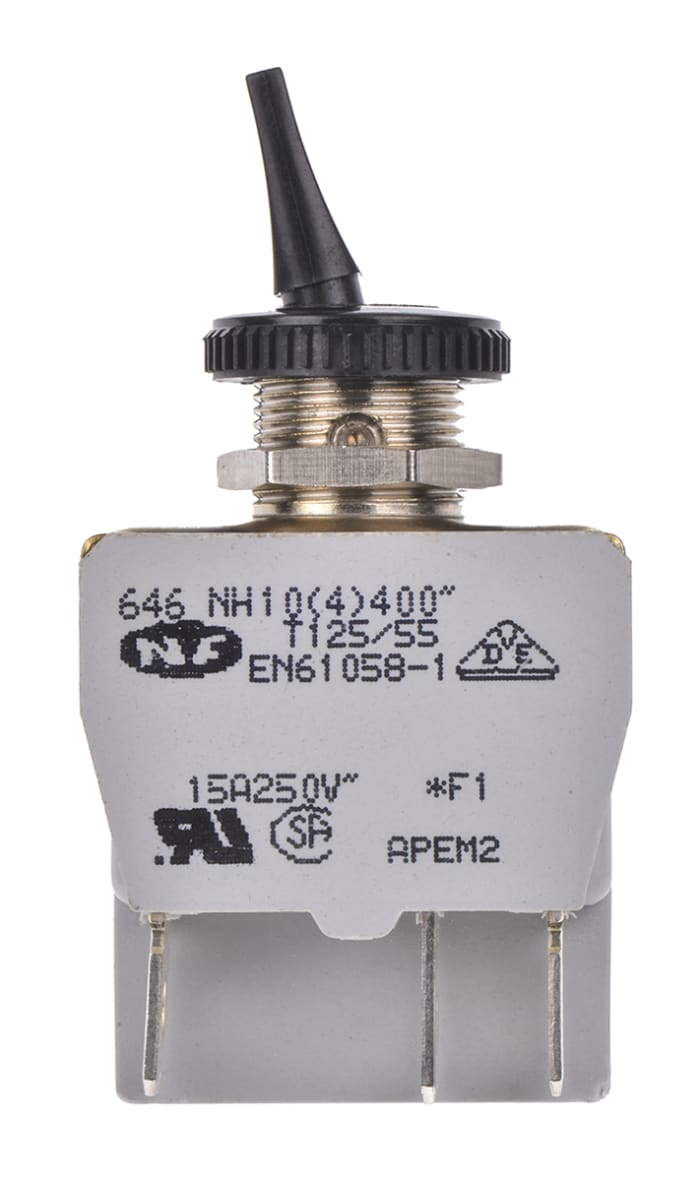 646NH/2 APEM | APEM Toggle Switch, Panel Mount, On-On, DPDT, Tab ...