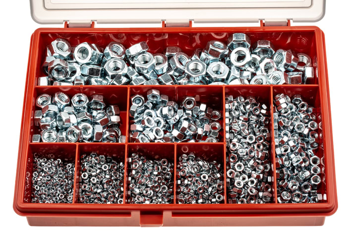 RS PRO | RS PRO Steel Hex Full Nuts Box, 2140 Pieces | 823-881 | RS
