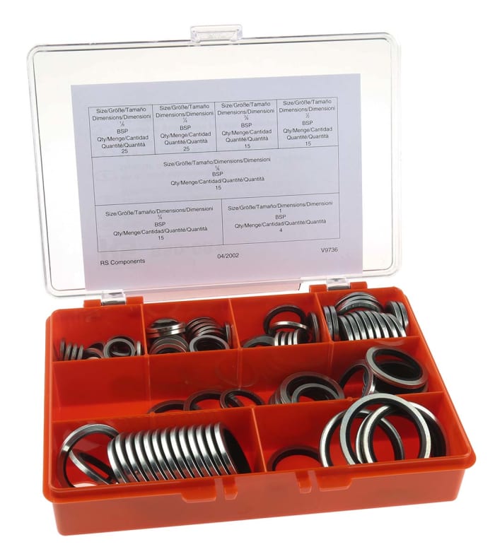 RS PRO | RS PRO Imperial Bonded Seal Kit Nitrile, Kit Contents 114 ...