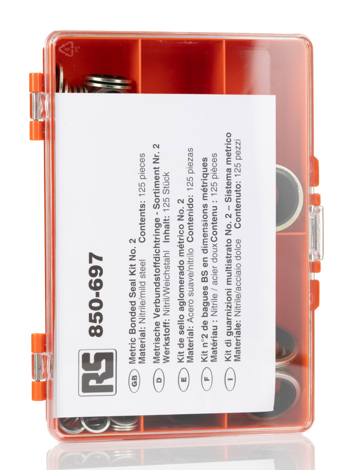 RS PRO | RS PRO Metric Bonded Seal Kit Nitrile, Kit Contents 125 Pieces ...