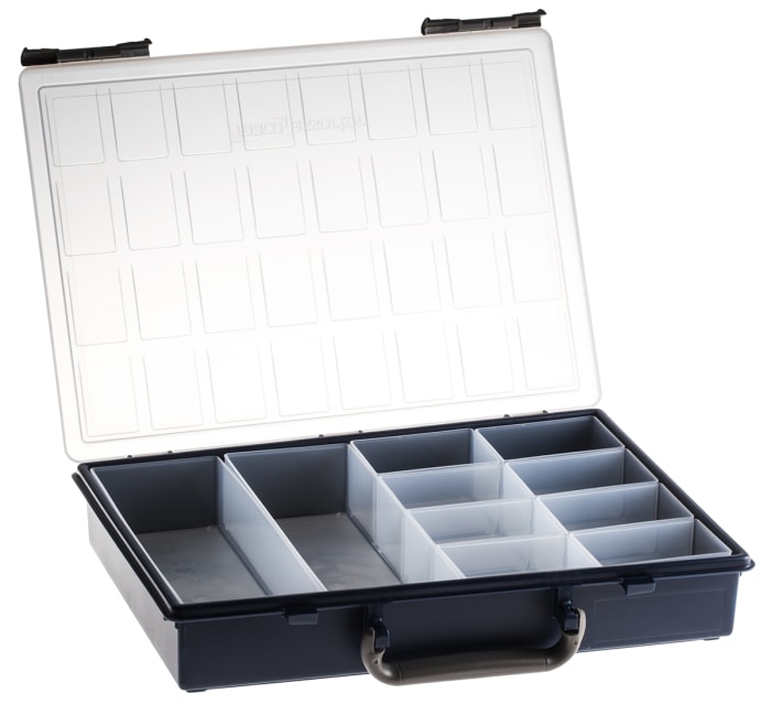 138871 Raaco | Raaco 10 Cell Blue PP Compartment Box, 57mm x 338mm x ...