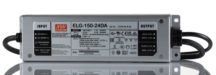 ELG-150-24DA MEAN WELL | MEAN WELL LED Driver, 24V Output, 150W Output, 6A Output, Constant ...