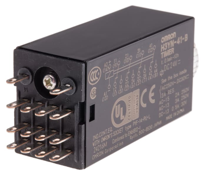 H3YN-41-B DC24 Omron | Omron H3YN Series Panel Mount Timer Relay, 24V dc, 4-Contact, 0.1 min → ...