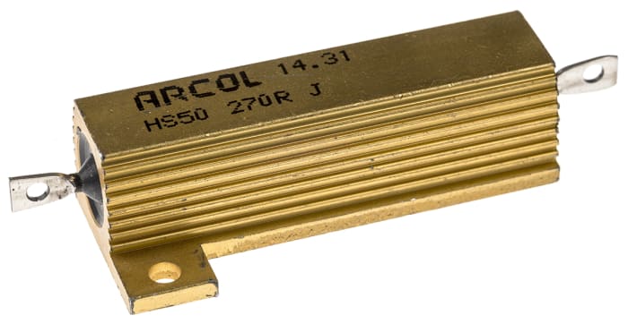 HS50 270R J Arcol | Arcol, 270Ω 50W Wire Wound Chassis Mount Resistor ...