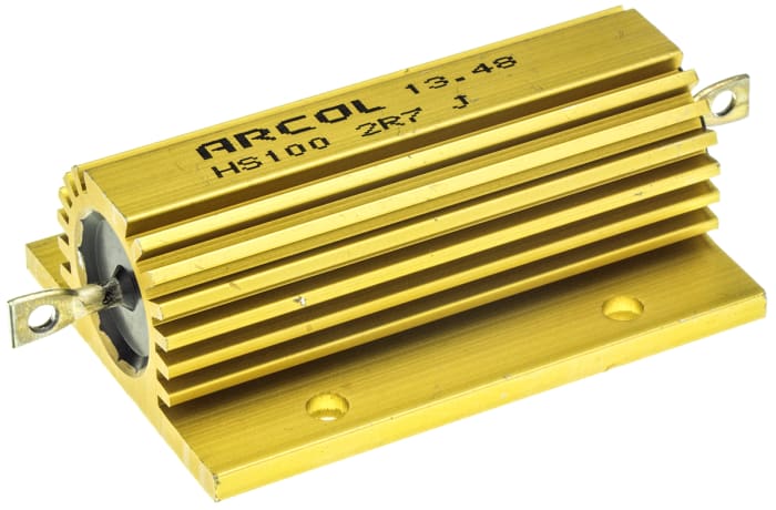 HS100 2R7 J Arcol | Arcol, 2.7Ω 100W Wire Wound Chassis Mount Resistor ...