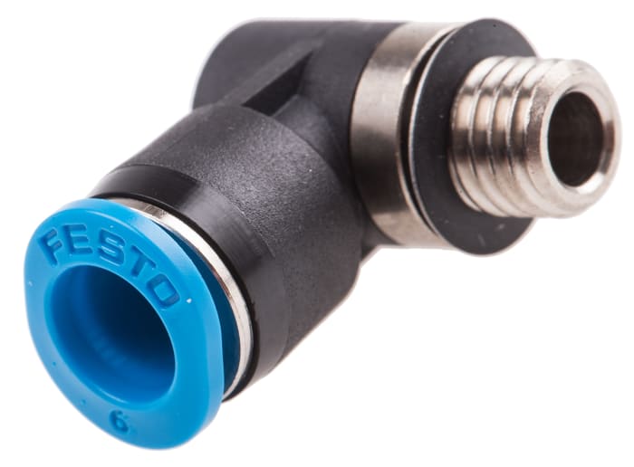 QSMLV-M7-6-I Festo | Festo QS Series Elbow Threaded Adaptor, M7 Male to Push In 6 mm, Threaded ...