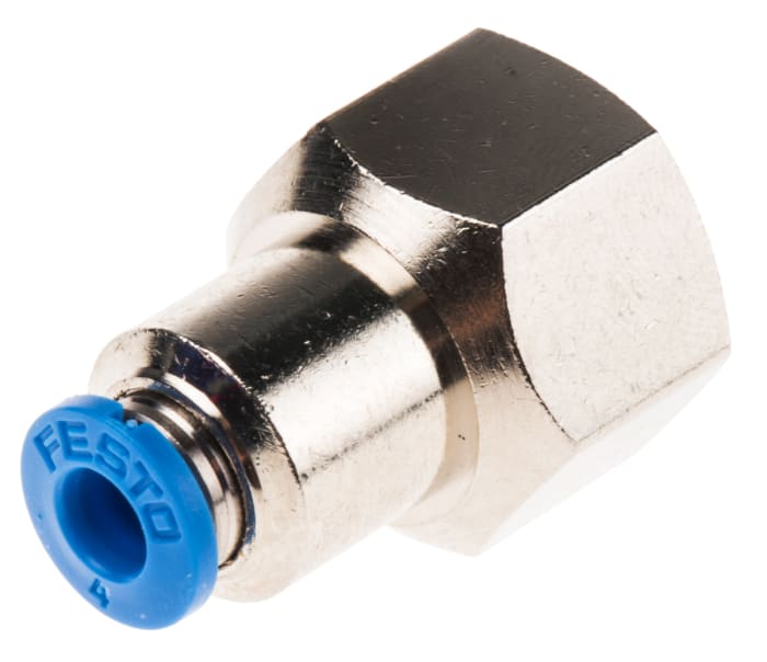 QSF-1/4-4-B Festo | Racor neumático Festo QS, Adaptador de rosca recto, con. A Hembra G 1/4, con ...