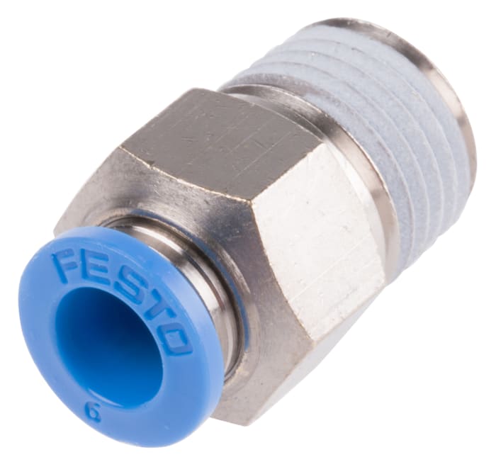 QS-1/4-6 Festo | Festo QS Series Straight Threaded Adaptor, R 1/4 Male to Push In 6 mm, Threaded ...