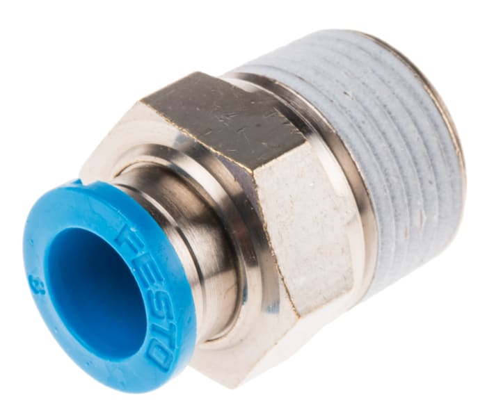 QS-3/8-8 Festo | Racor neumático Festo QS, Adaptador de rosca recto, con. A Macho R 3/8, con. B ...