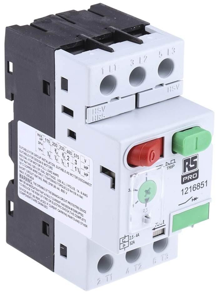 RS PRO | RS PRO 2.5 → 4 A Motor Protection Circuit Breaker | 121-6851 | RS